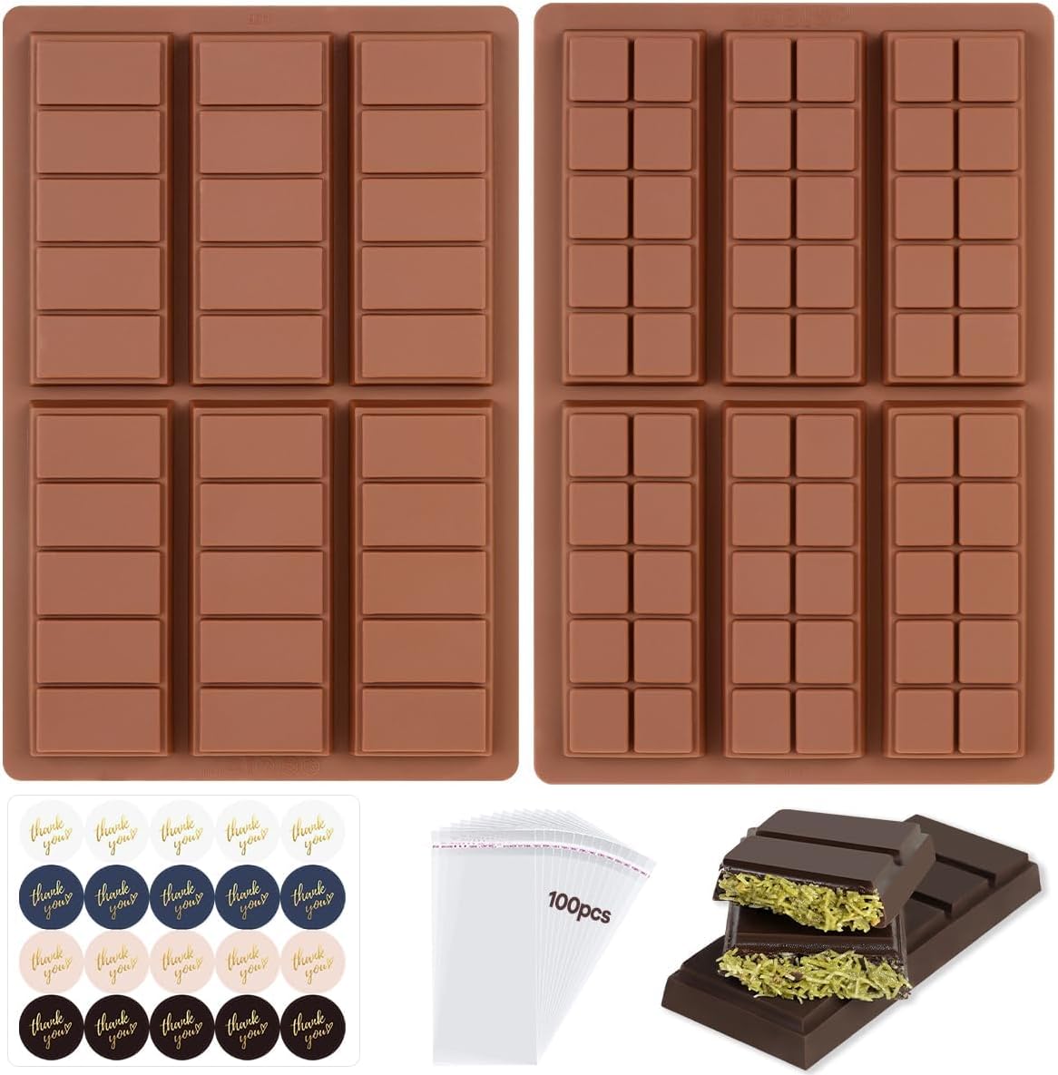Amazon.com: Mity rain Chocolate Bar Mold Deep, Silicone Thick Chocolate ...