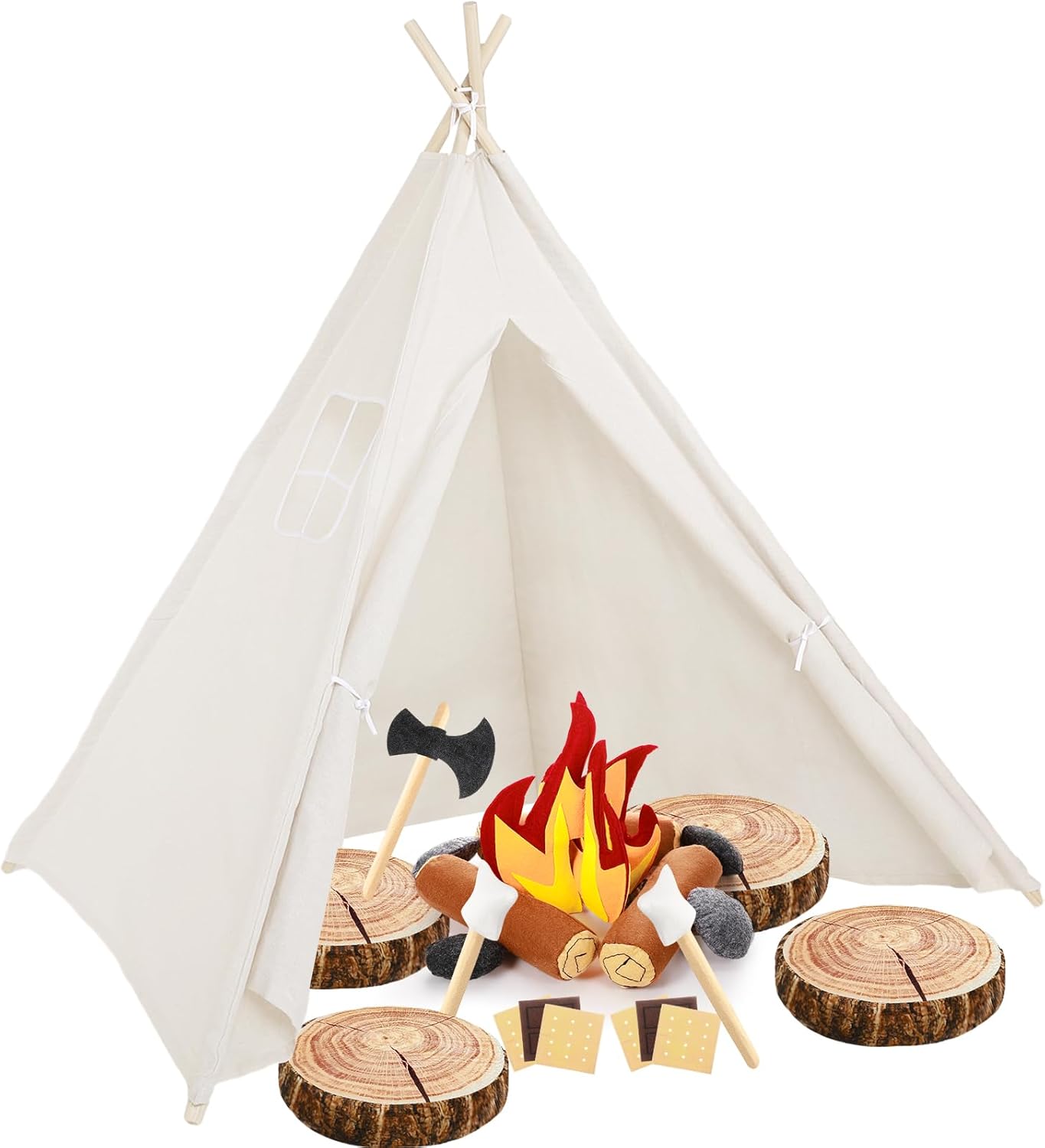 Amazon.com: Kigley 26 Pcs Pretend Camping Play Set Includes Teepee Tent ...