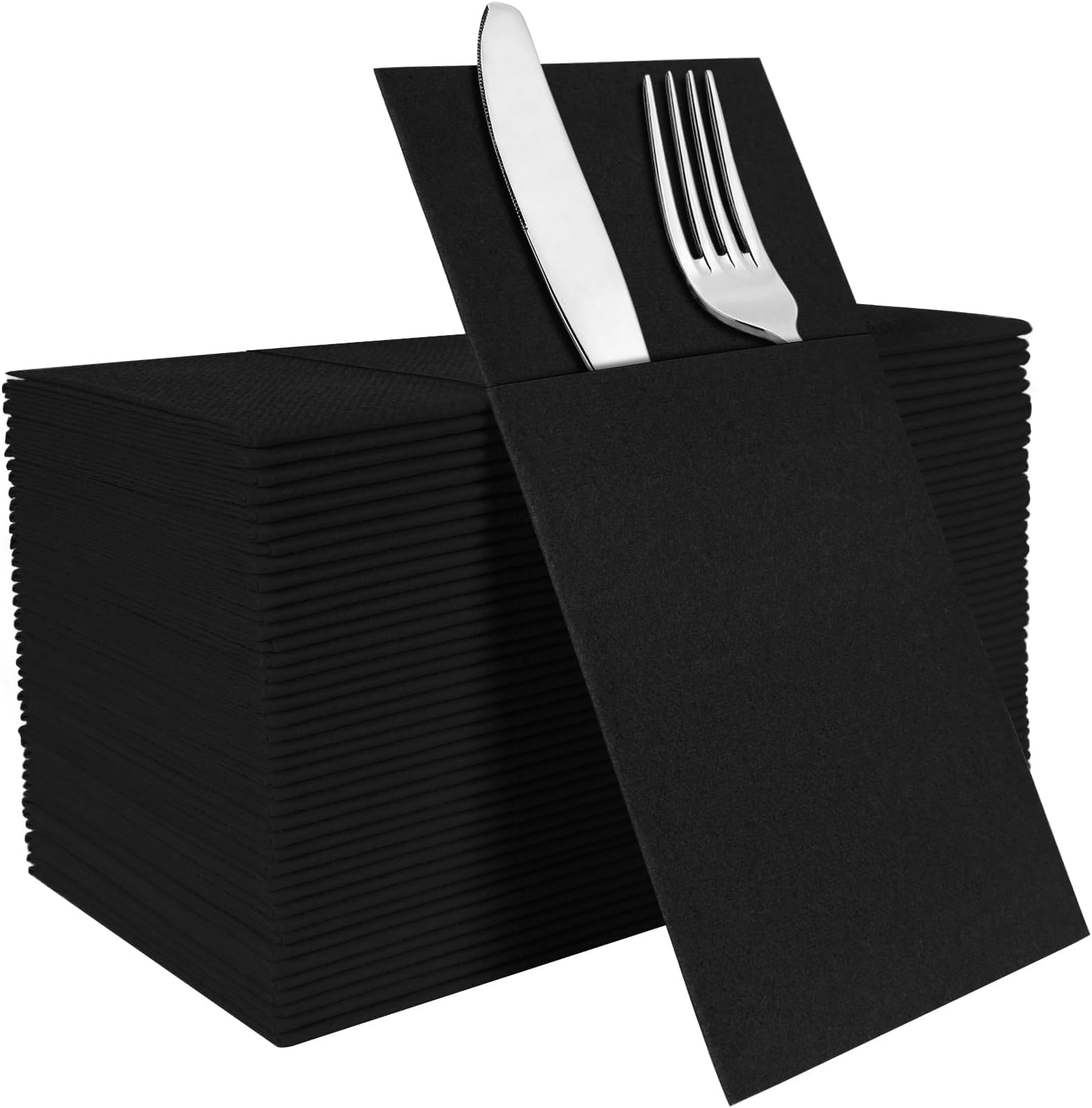 Amazon.com: Monogrammed Napkins Black With Pocket For Flatware, 50-Pack ...