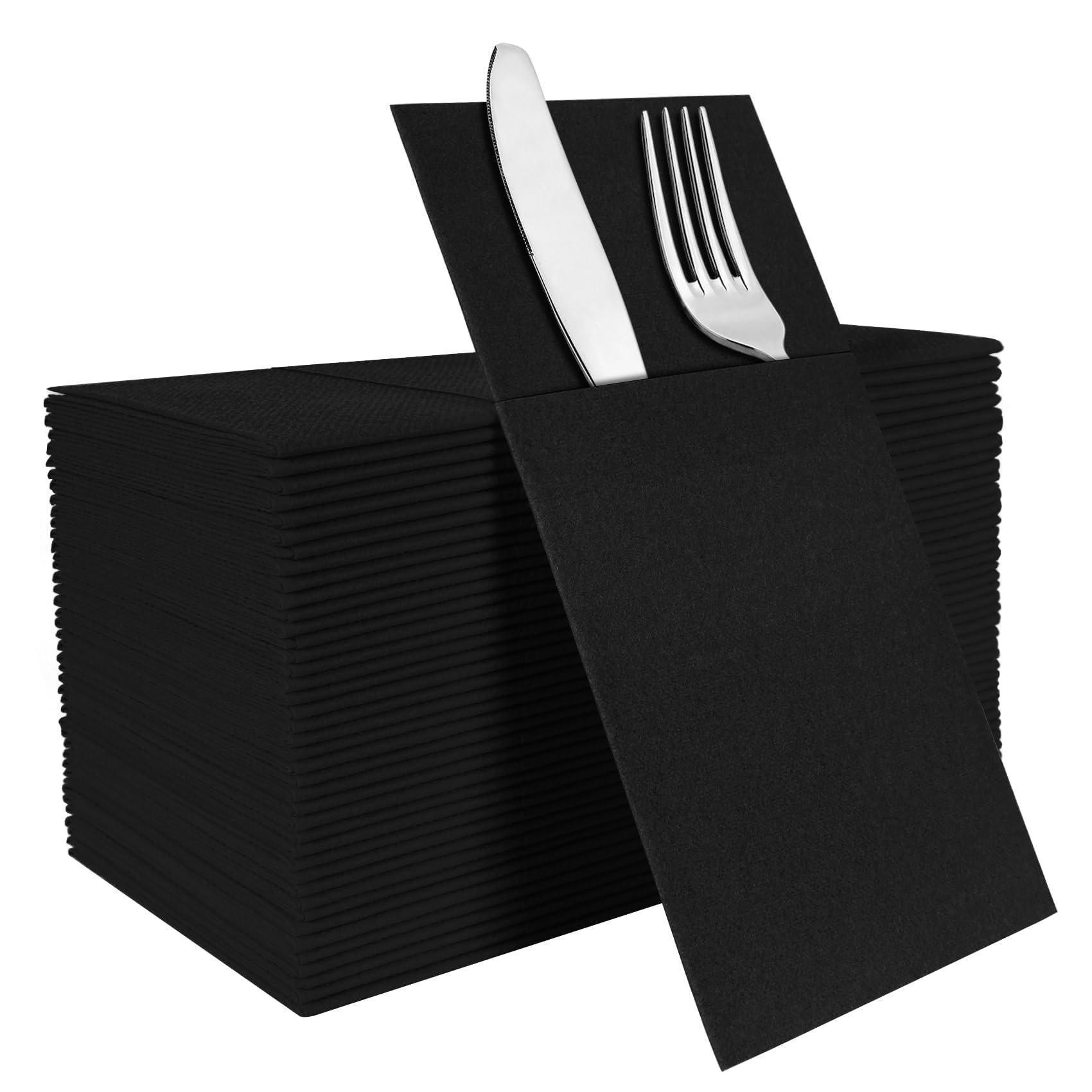 Amazon.com: Black Napkins Disposable Linen Feel Napkins with Built-in ...