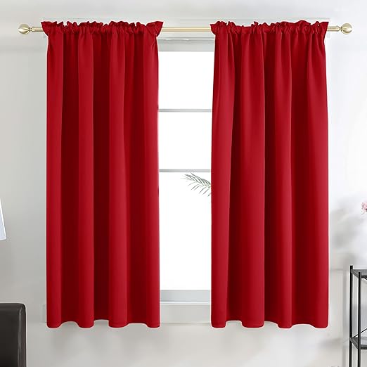 Amazon.com: Deconovo Red Curtains Blackout Curtains 63 Inch Length 2 ...