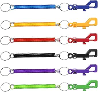 Keboyoe 6pcs Stretchy Spiral Keyring with Plastic Clips Stretchy ...