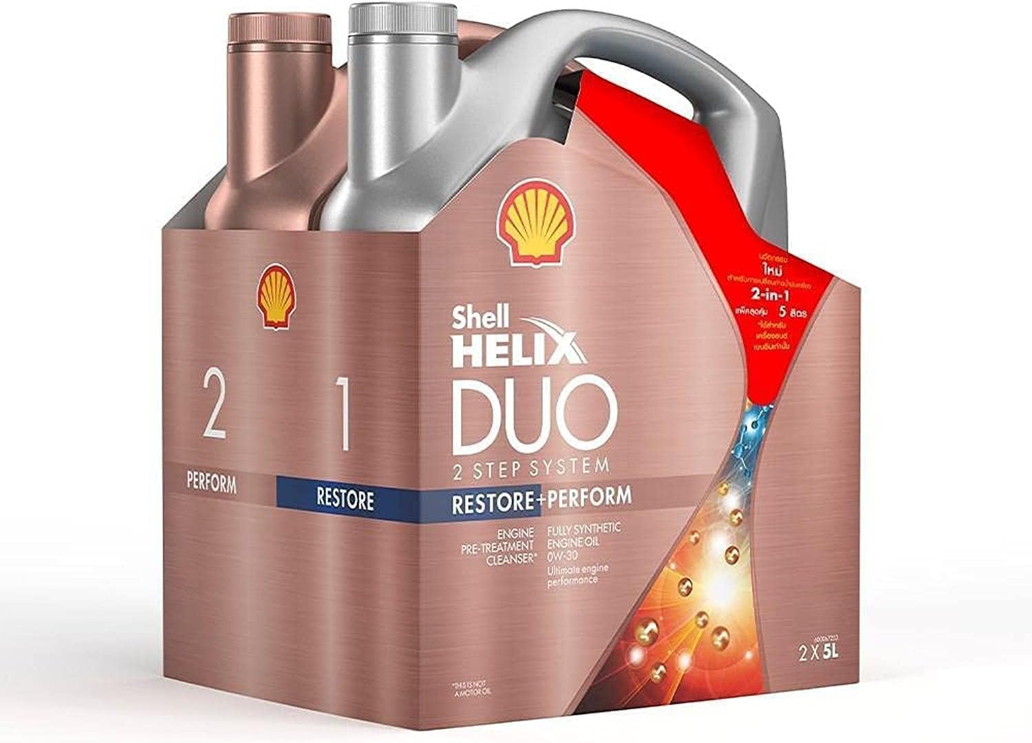 SHELL HELIX DUO Restore and Perform. Fully synthetic engine oil 5W-40 (4L) and engine pre ...