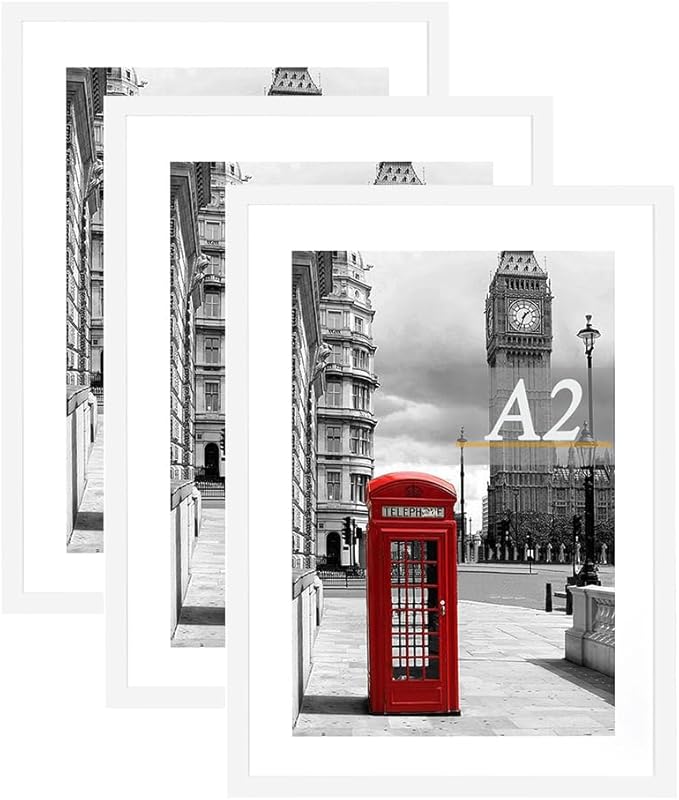A2 Picture Frame 3 Pack, A2 White Picture Frames 42 x 59.4cm, A2 with ...