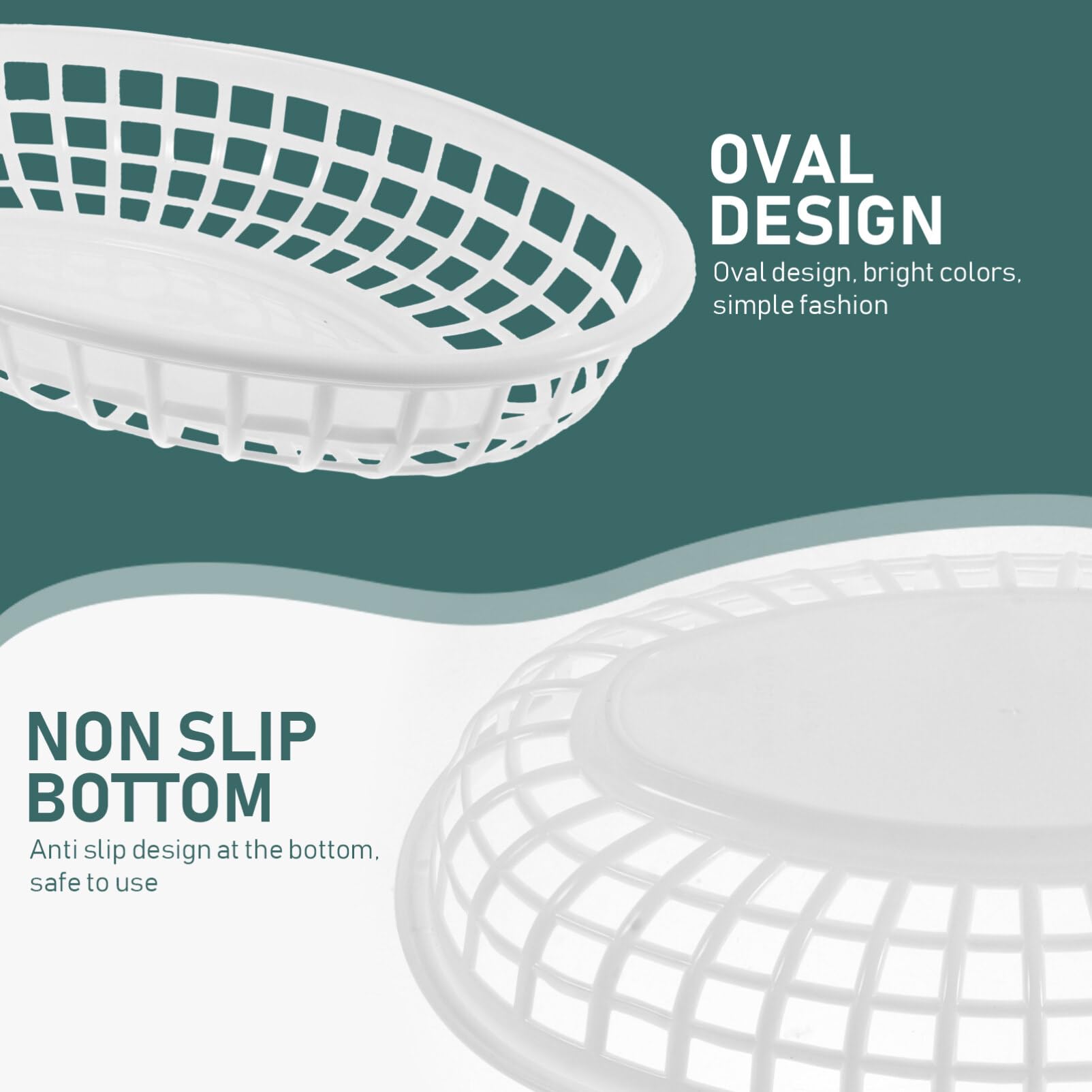 Snapklik.com : 4pcs Oval Fast Food Baskets, Plastic Fried Food Storage ...