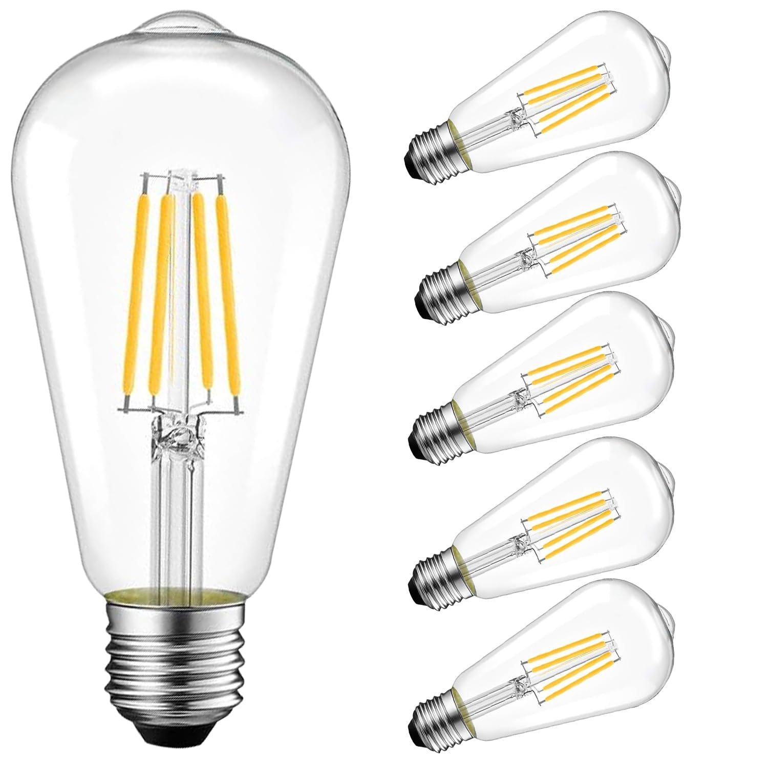 NICLY 6Pcs Focos LED Edison E26 40W Equivalent ST64 Luz Cálida Vidrio ...