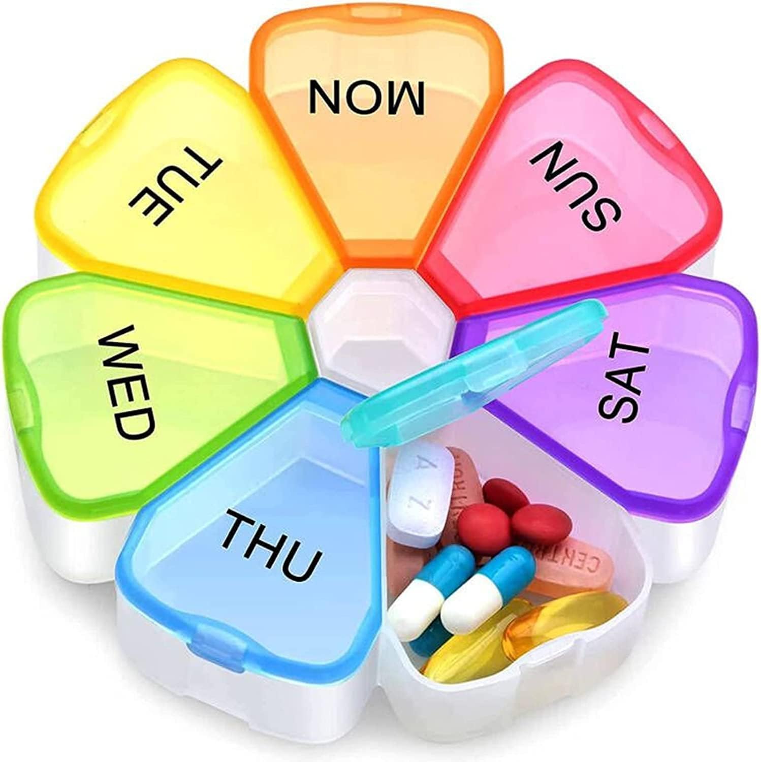 Weekly Pill Box Organiser,1 Pack Portable Pill Box,Weekly Pill ...