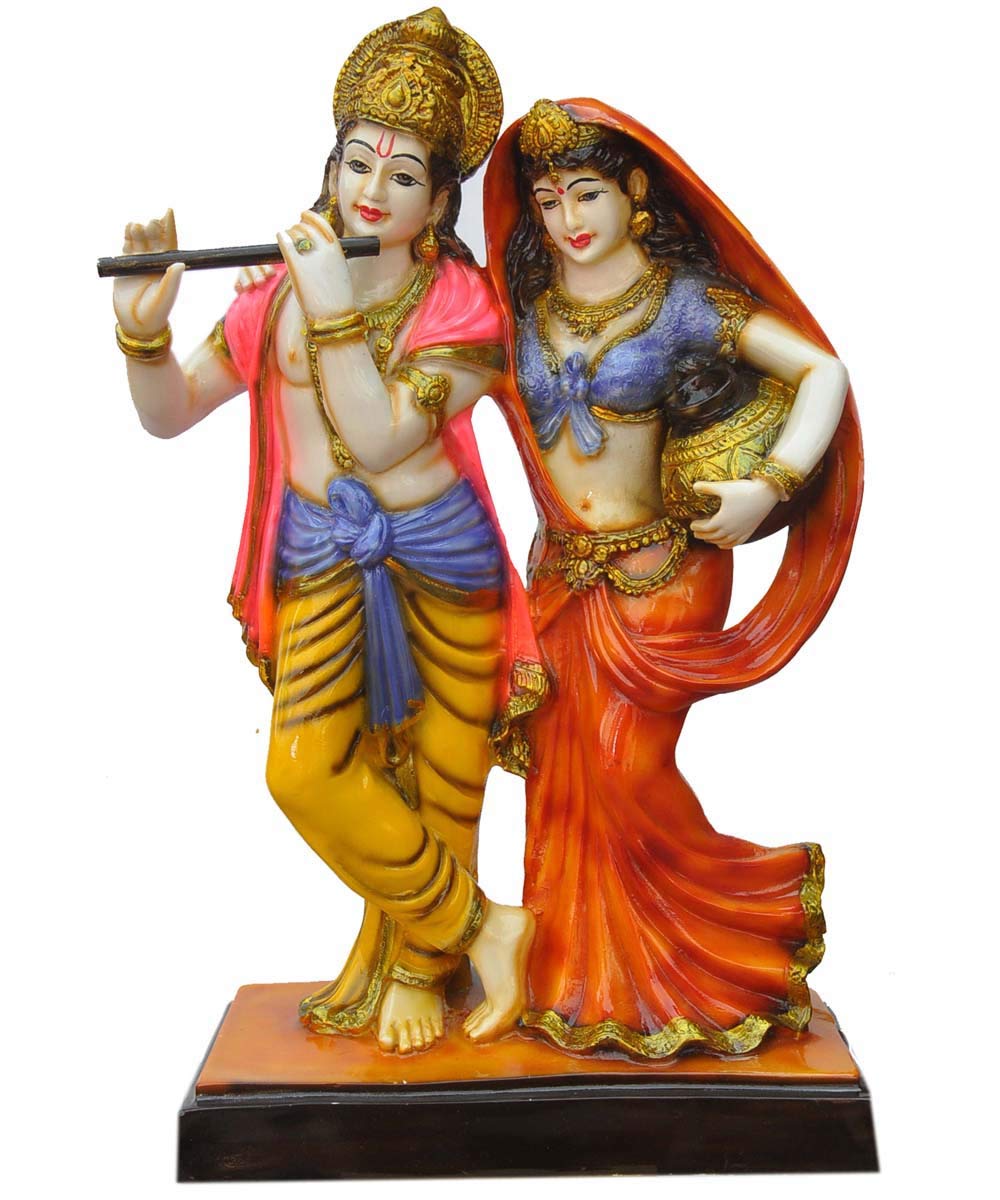 Buy Resin Radha Krishna Matka Statue for Home Love Couple Statue - 15 ...