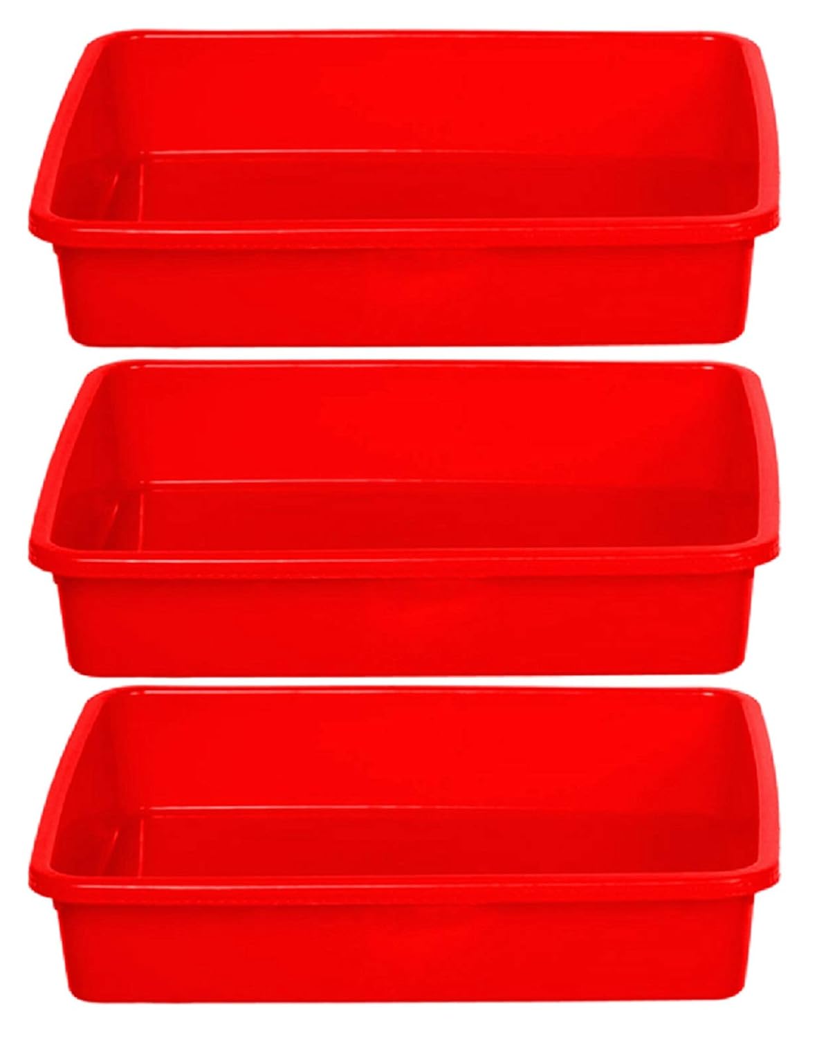 Kuber Industries Plastic 3 Pieces Large Size Stationary Office Tray ...