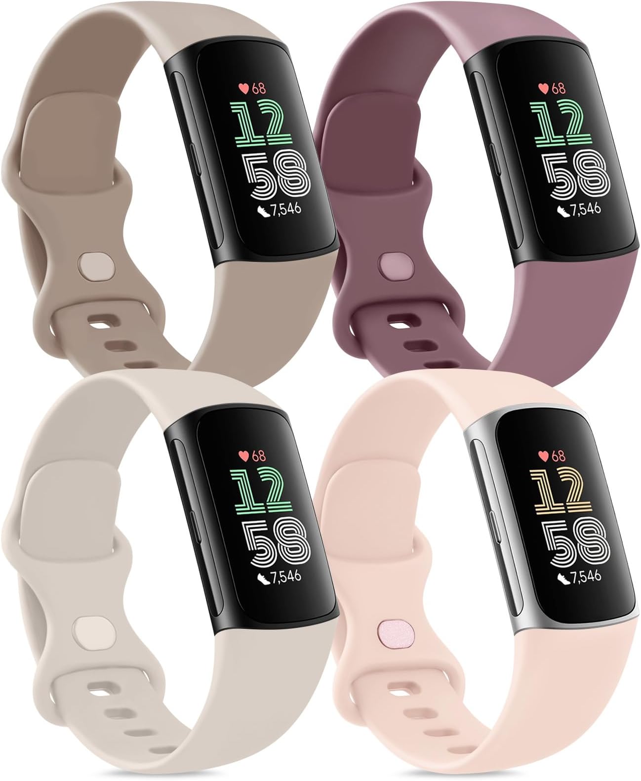 Oumida Pack 4 Silicone Adjustable Straps Compatible with Fitbit Charge ...