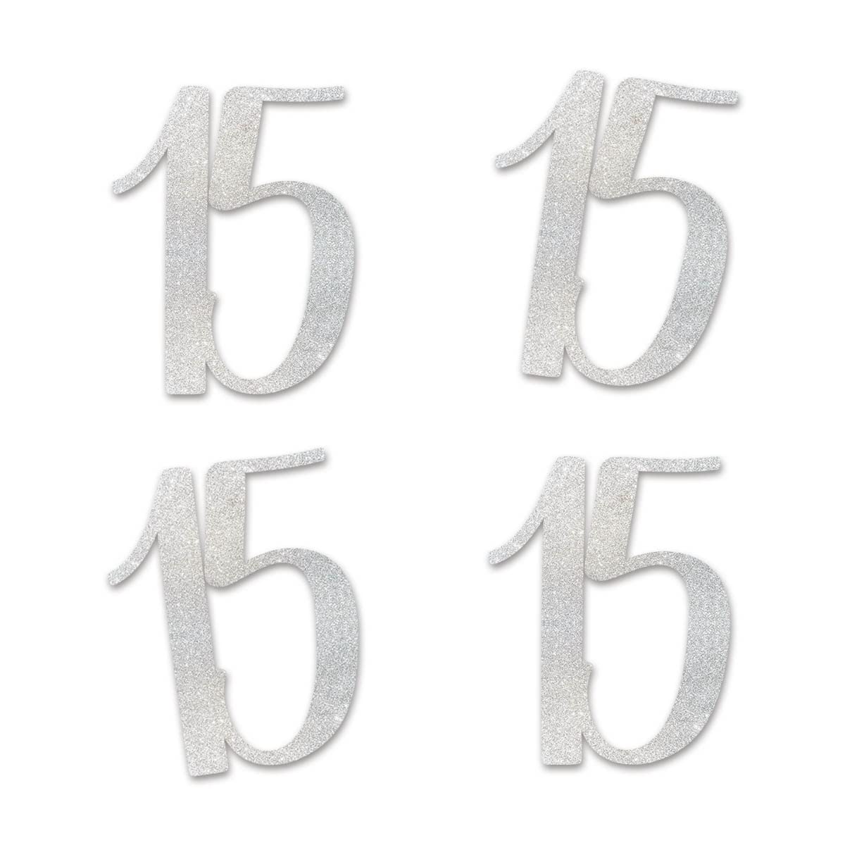 Amazon.com: Silver Glitter 15 Cut-Out Numbers, 15th Birthday Party ...
