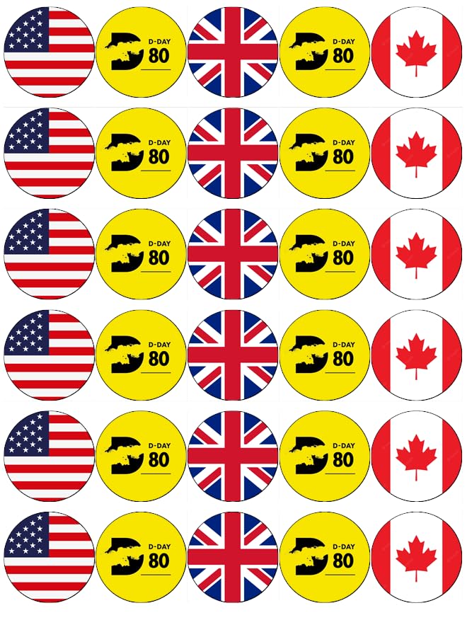 Buy 30 D Day 80th Anniversary Cupcake Toppers Edible Wafer Paper Fairy ...