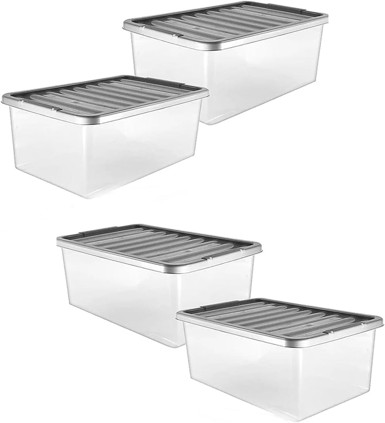 Pluto Packaging 4 Pack 32 Litre Strong Stackable Durable Underbed ...