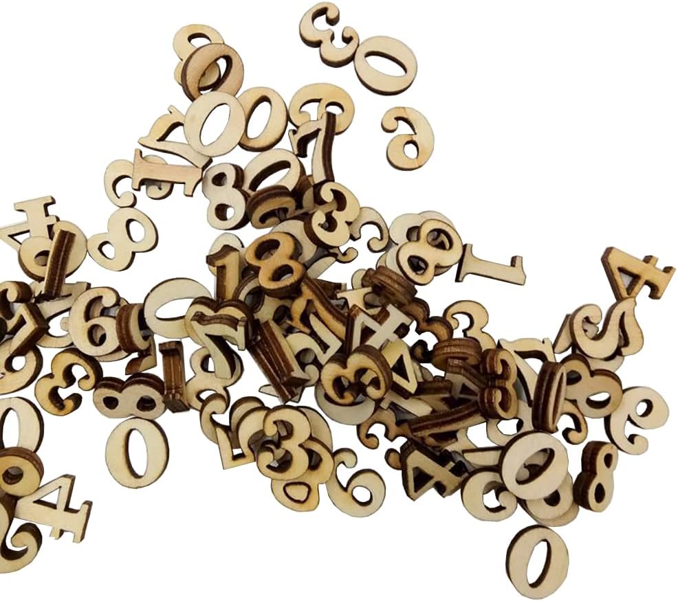 Amazon.com: 0.6 Inch 100 PCS Natural Wooden Numbers, 0-9 Unfinished ...