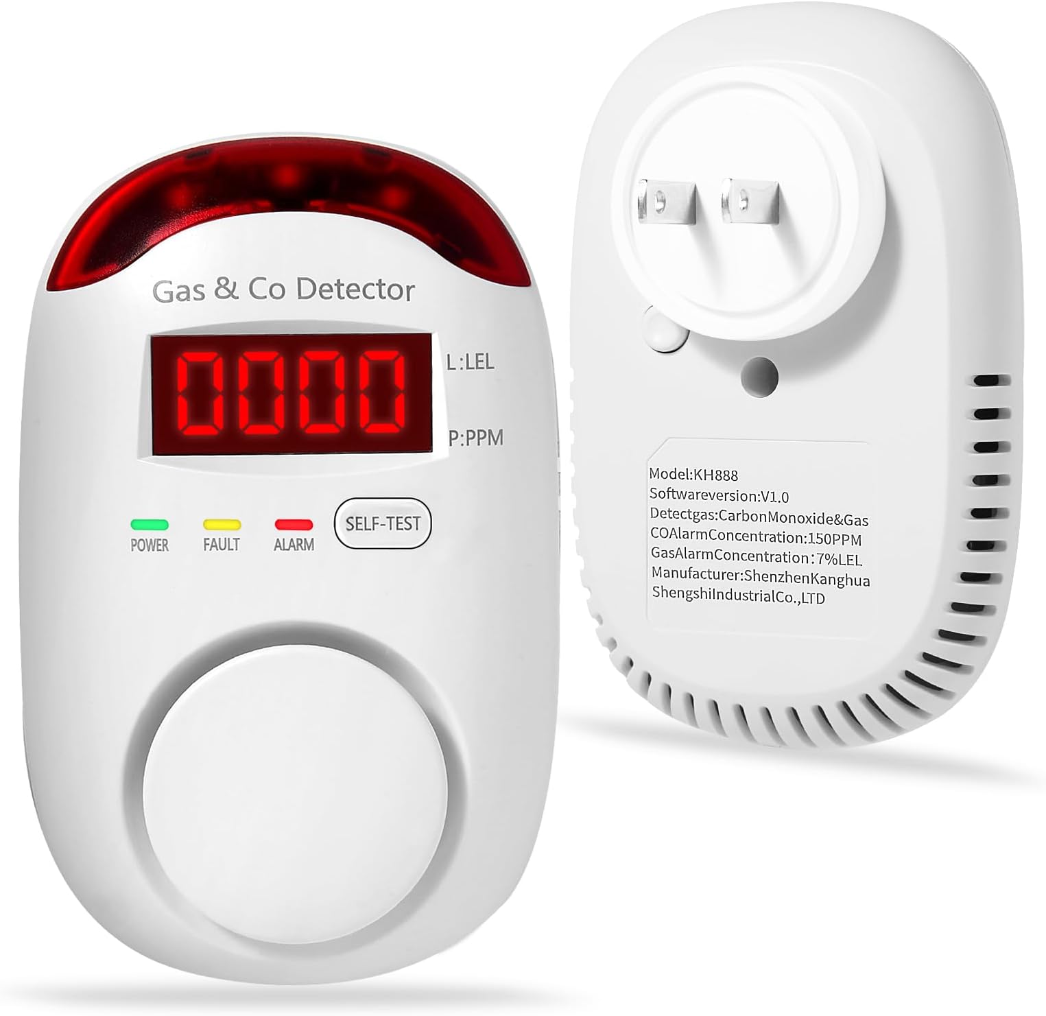 Combination Gas & Carbon Monoxide Detectors - Koabbit Plug in Carbon ...