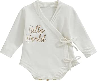 Amazon.com: Gender Neutral Newborn Baby Boy Girl Hello World Outfit ...