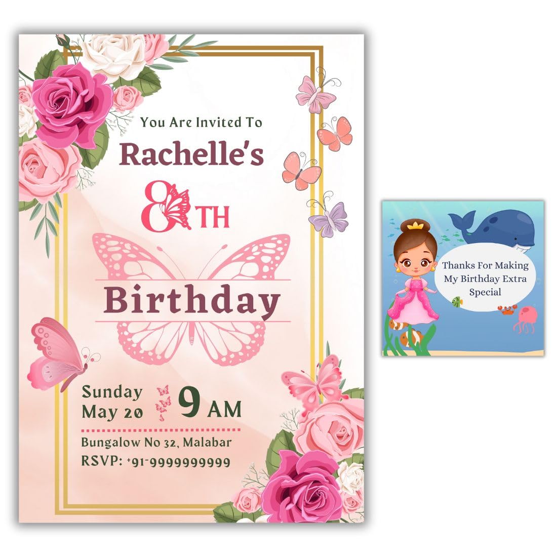AanyaCentric Kid Girls Birthday A6 Size Invitation Cards(4.1x5.8inch ...