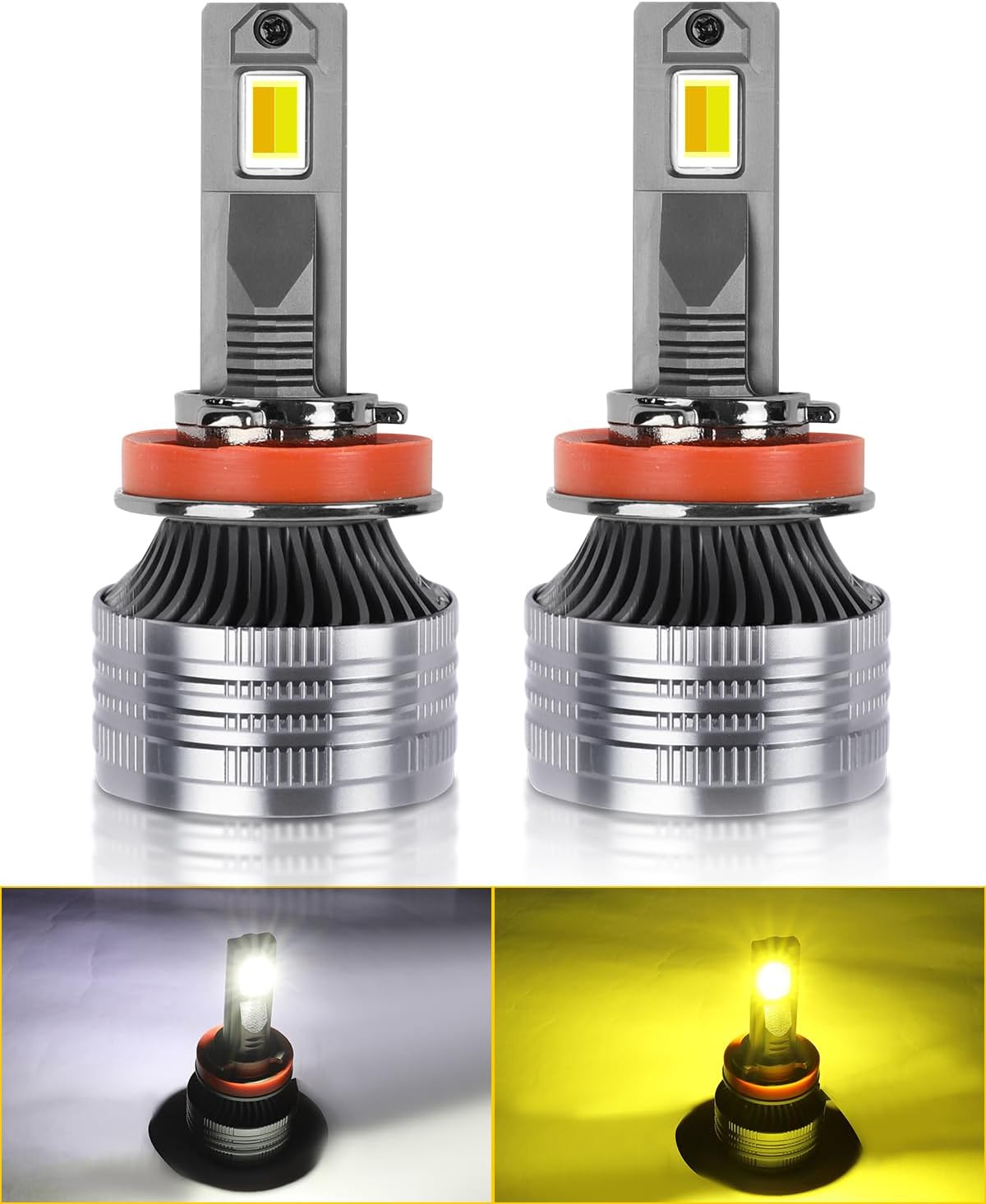 Amazon.com: BraveWAY 150W 30000LM Dual Color H8/H9/H11 LED Headlight ...