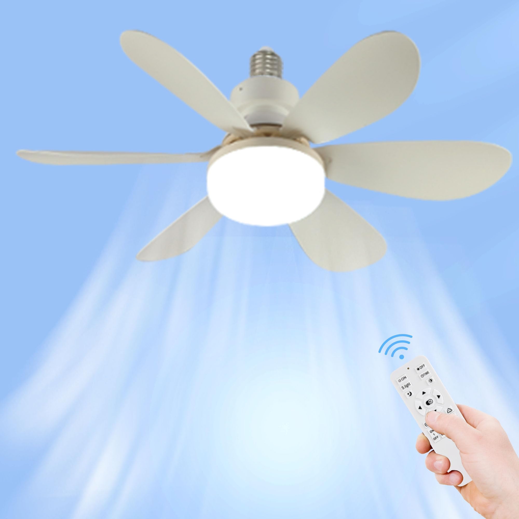 Enclosed Ceiling Fan with LED Light, Remote Control, Dimmable, E26 ...