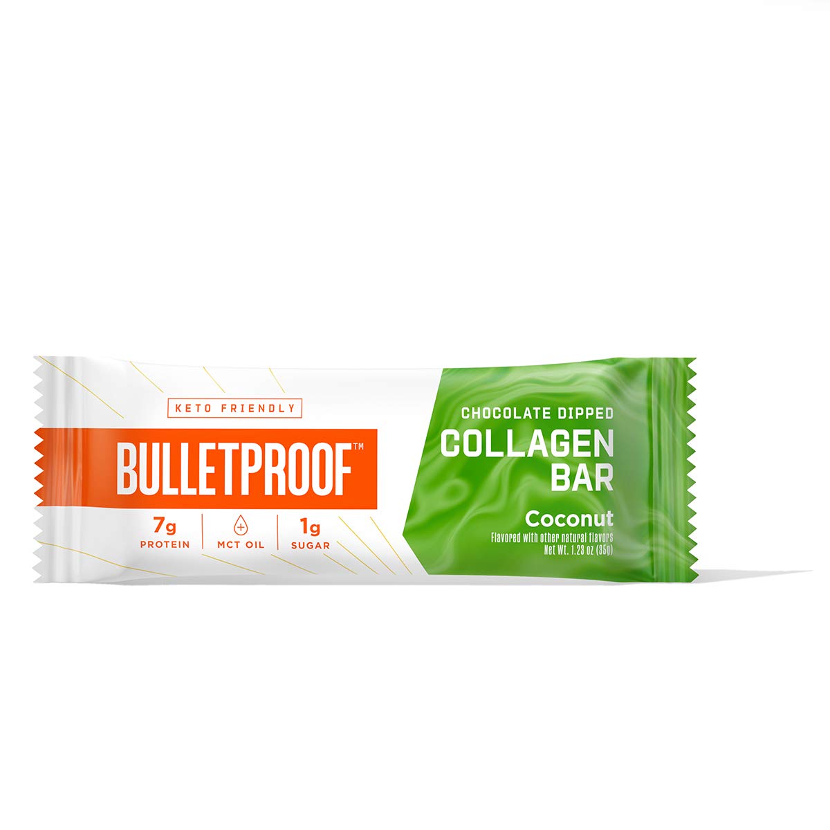 Amazon.com: BULLETPROOF Chocolate Dipped Coconut Collagen Bar, 1.23 OZ ...