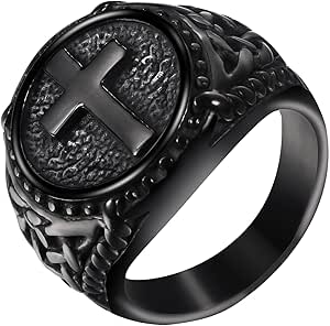 Amazon.com: Rofusn Cross Signet Ring for Men Women: Stainless Steel ...