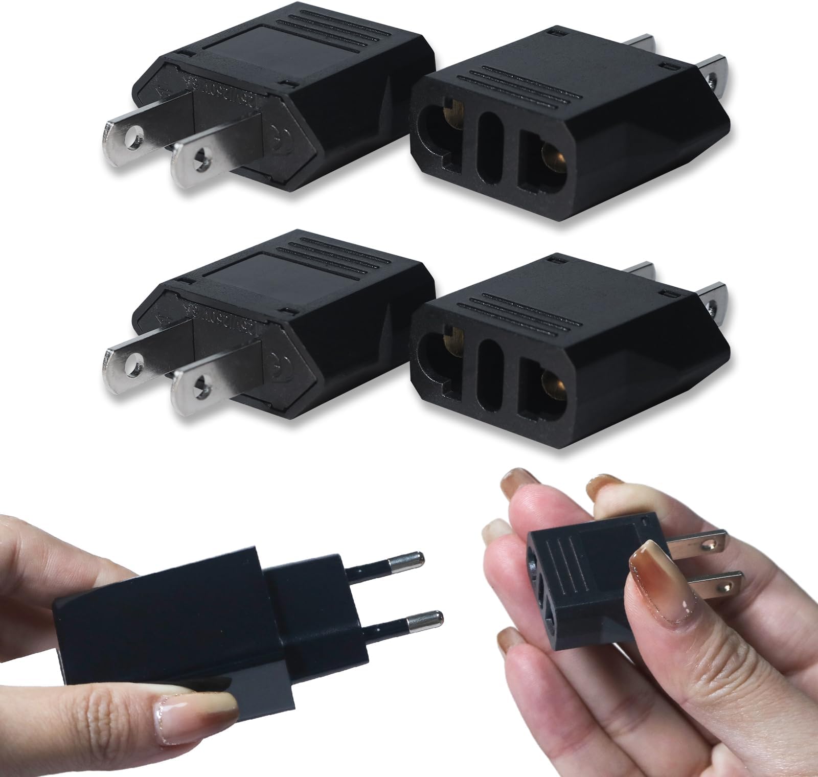 Amazon.com: Rukinovi 4Pcs European to Us Plug Adapter,Travel Plug ...