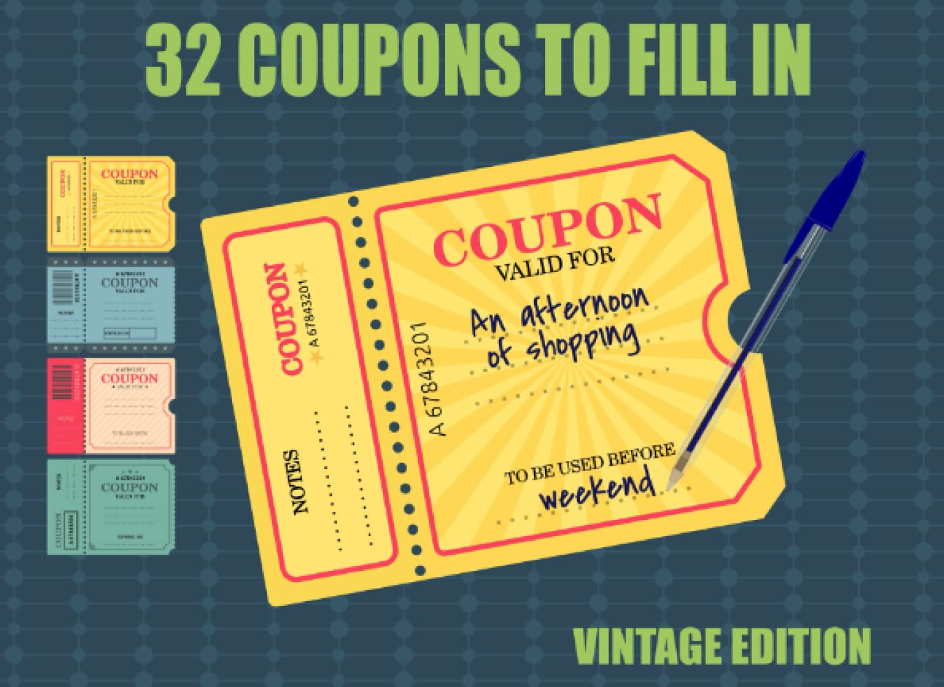 32 Coupons to Fill In: Vintage Style Blank Colour Voucher Booklet - Fun ...