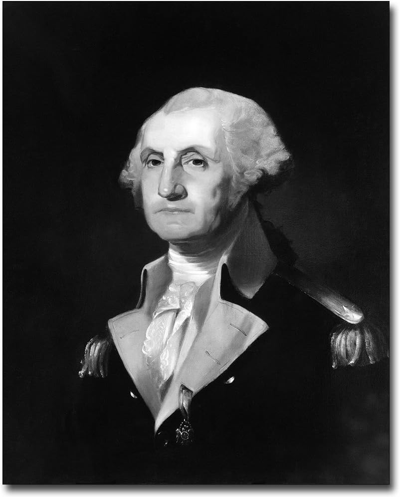 Amazon.com: George Washington Black and White Portrait Painting 8x10 ...