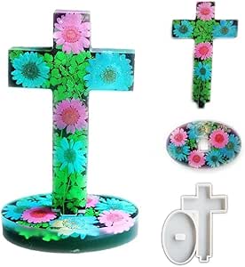 Amazon.com: Cross with Base Resin Silicone Mold, Cross Silicone Mold ...