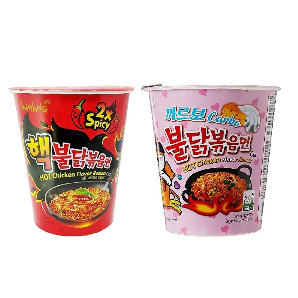 Sam Yang 2X Spicy & Carbo Buldak Hot Chicken Flavour Raman Cup Noodles ...