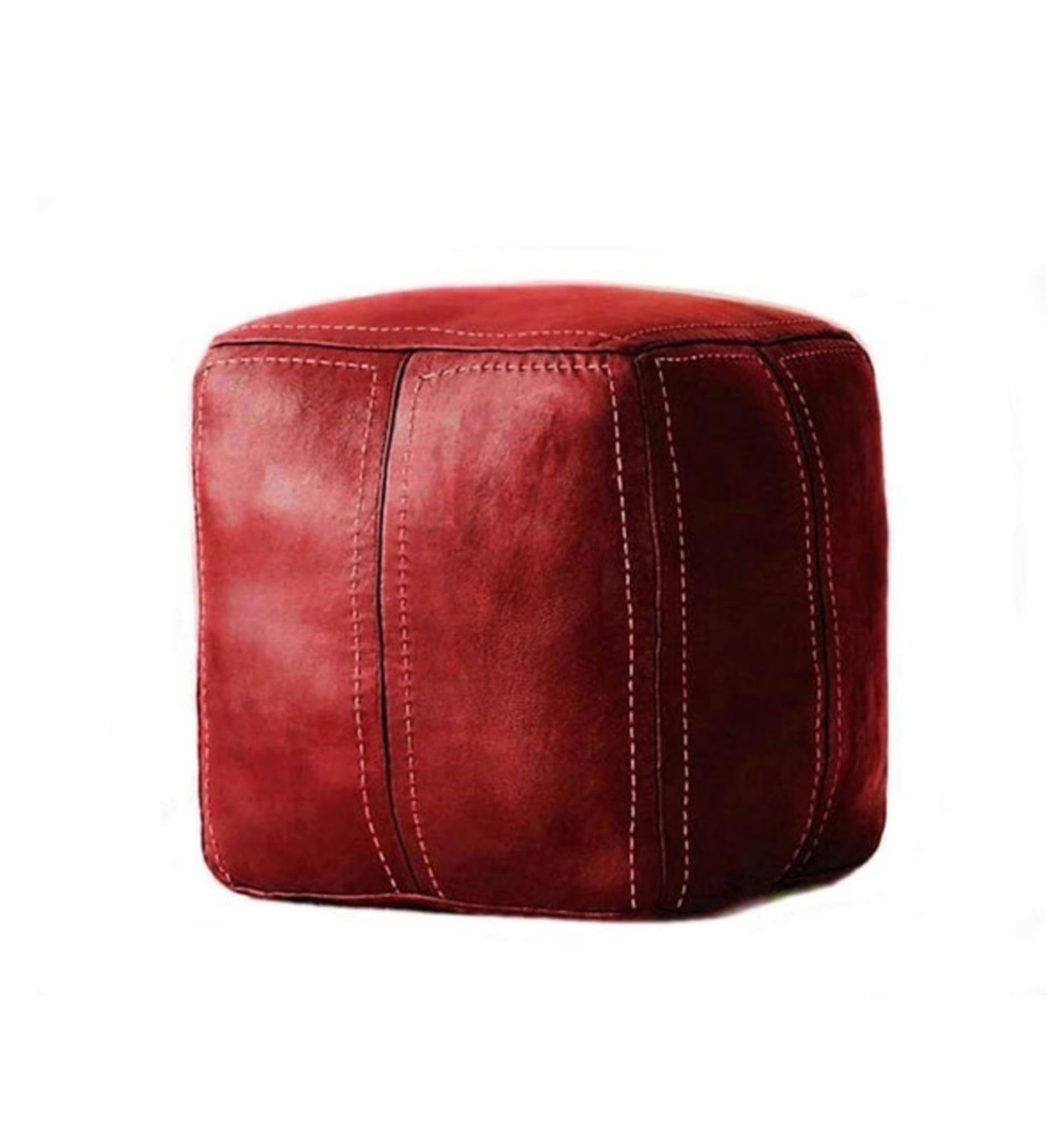 Amazon.com: Moroccan Leather Pouf/Ottoman- Square - red - Aya Leather ...