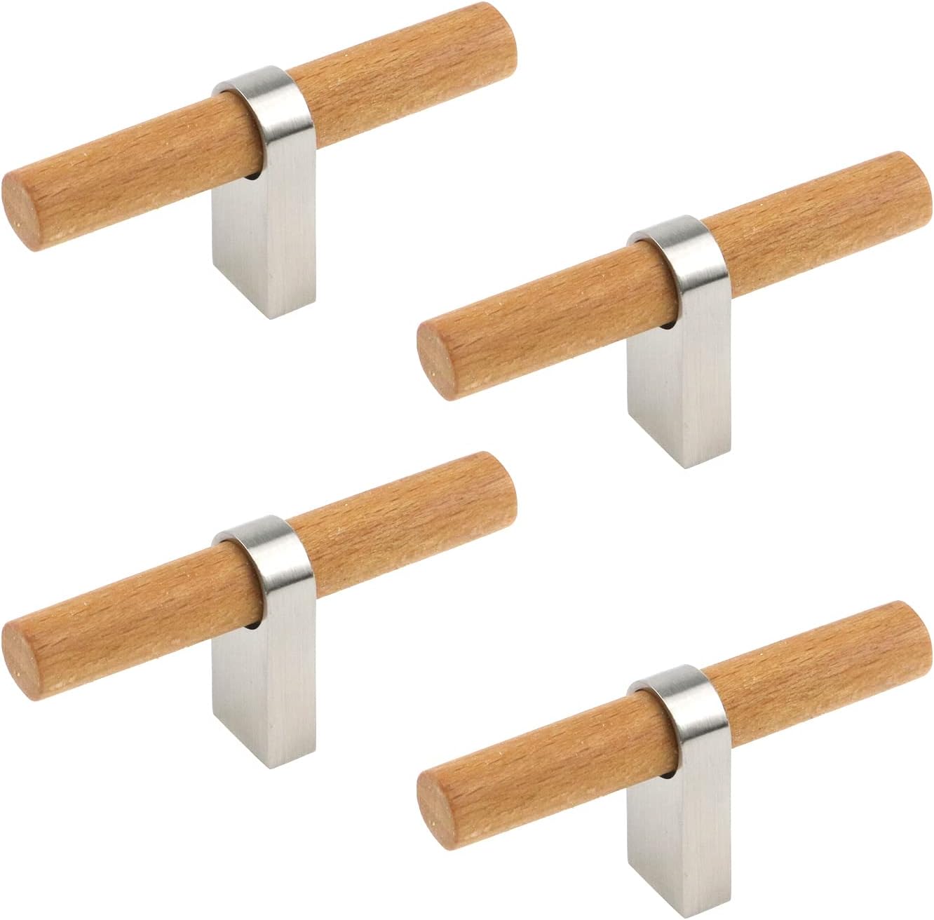 Antrader Cabinet Knob,4 Pcs Single Hole Solid Wood Knob,3" Long Wood ...