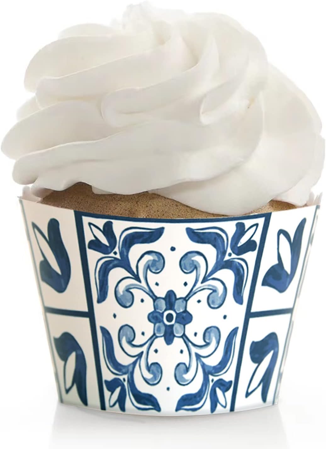 Amazon.com: Talavera Style Cupcake Wrappers,Blue And White Tile ...