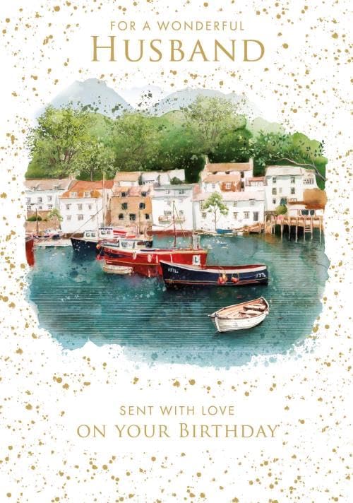 HUSBAND Birthday Card Pizazz Bleu gold foil finish : Amazon.co.uk