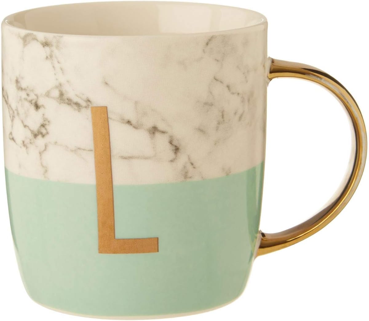 Mimo Pastel Green L Letter Monogram Mug Durable New Bone China : Amazon ...
