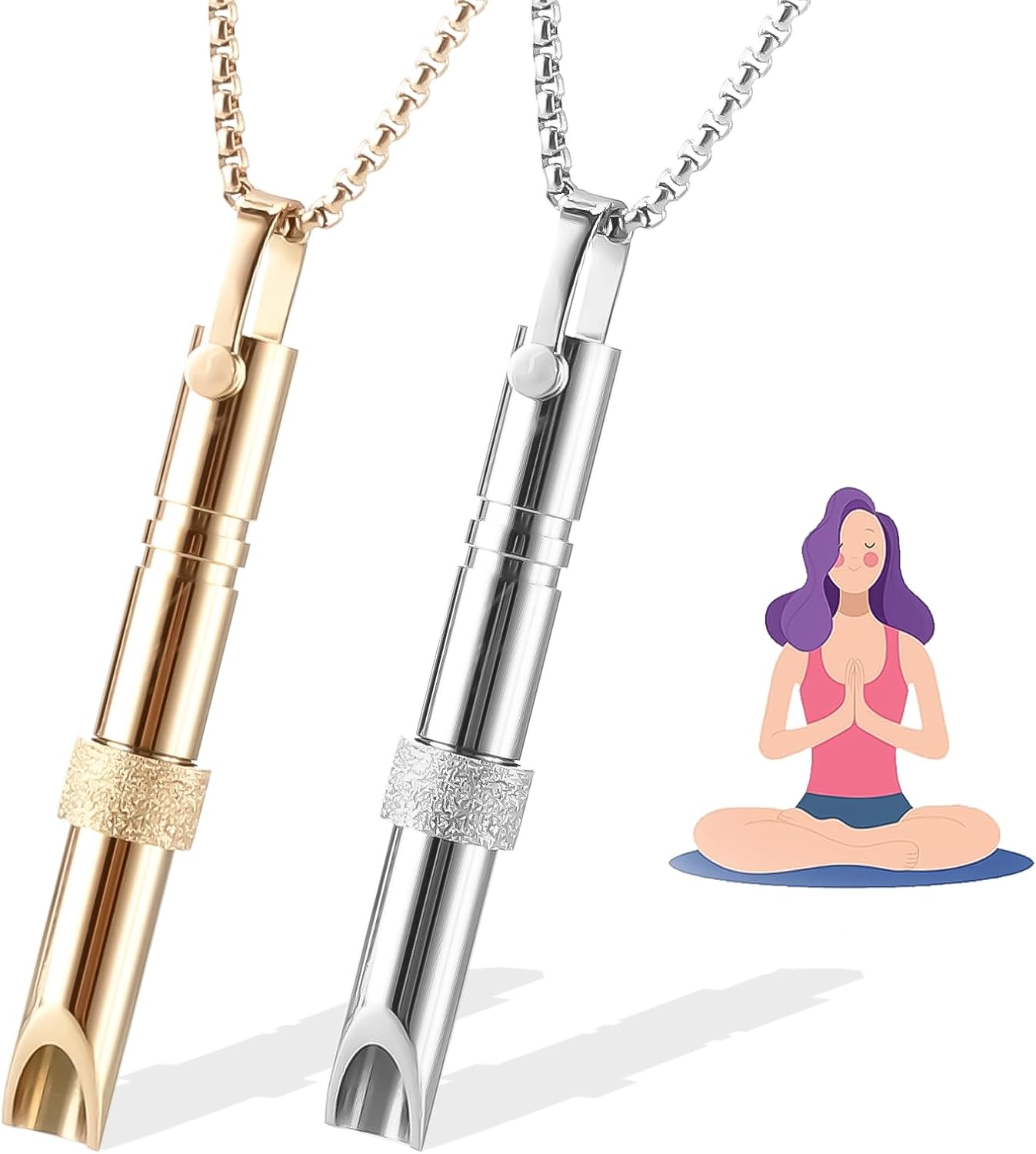 2PCS Anapana Breathing Necklace, Anxiety Relief Necklace Mindful ...