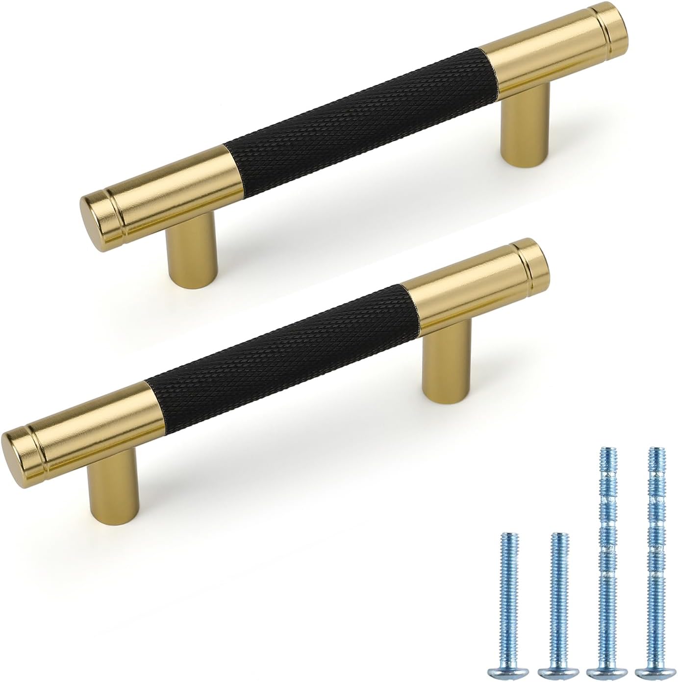 Black Kitchen Cupboard Handles Haliwu Black And Gold Cabinet Pulls, 6 Pack 4-inch Hole Spacing ...