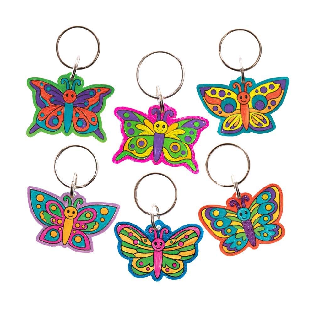 Baker Ross FE150 Butterfly Super Shrink Keyrings – Pack of 8, Keyrings ...