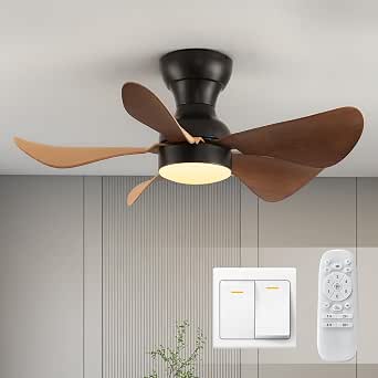 30 Inch Ceiling Fan with Light and Remote, Indoor Outdoor Ceiling Fans ...