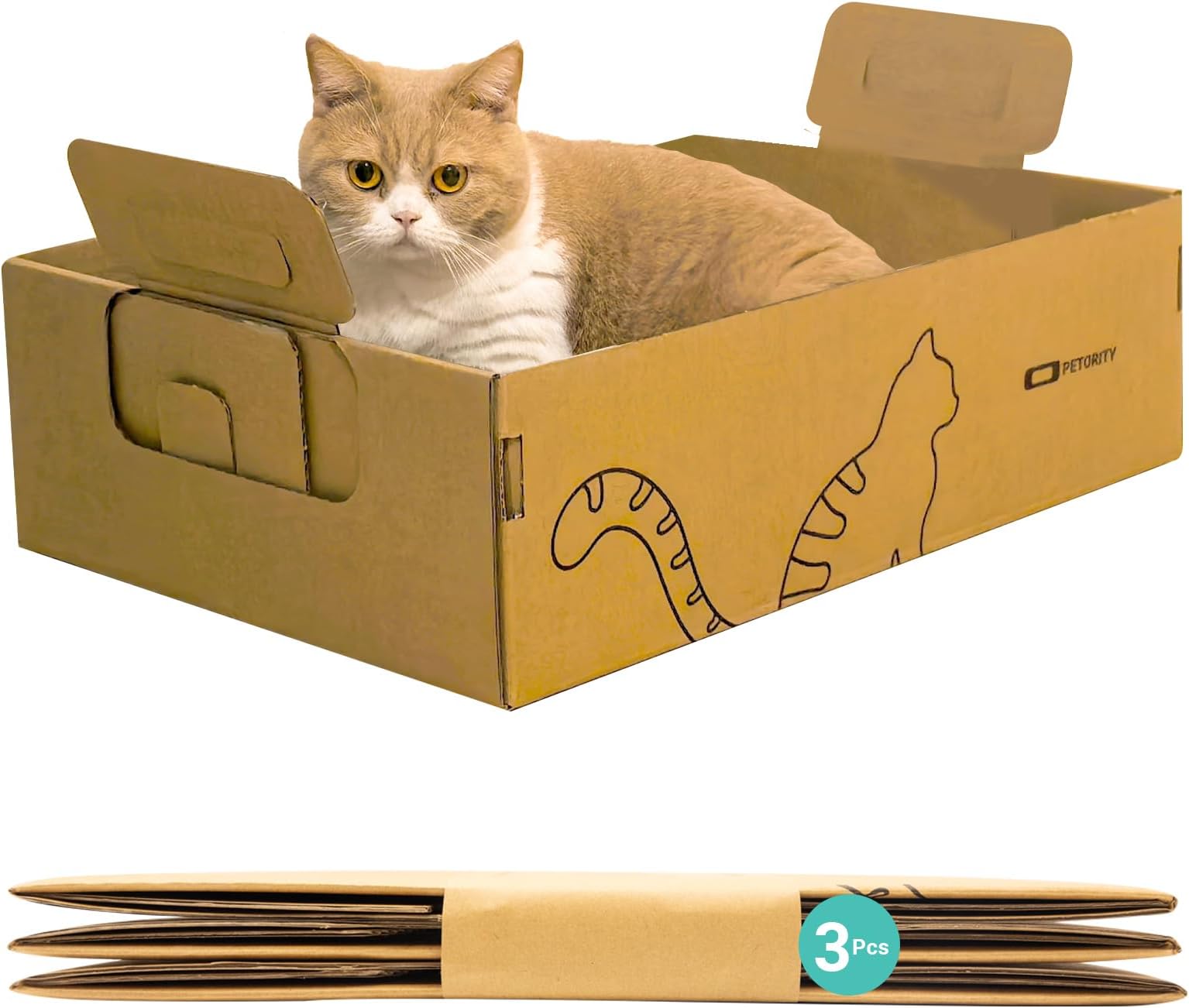 Amazon.com: Teling 4 Pcs Disposable Litter Boxes for Cats Double Layer ...