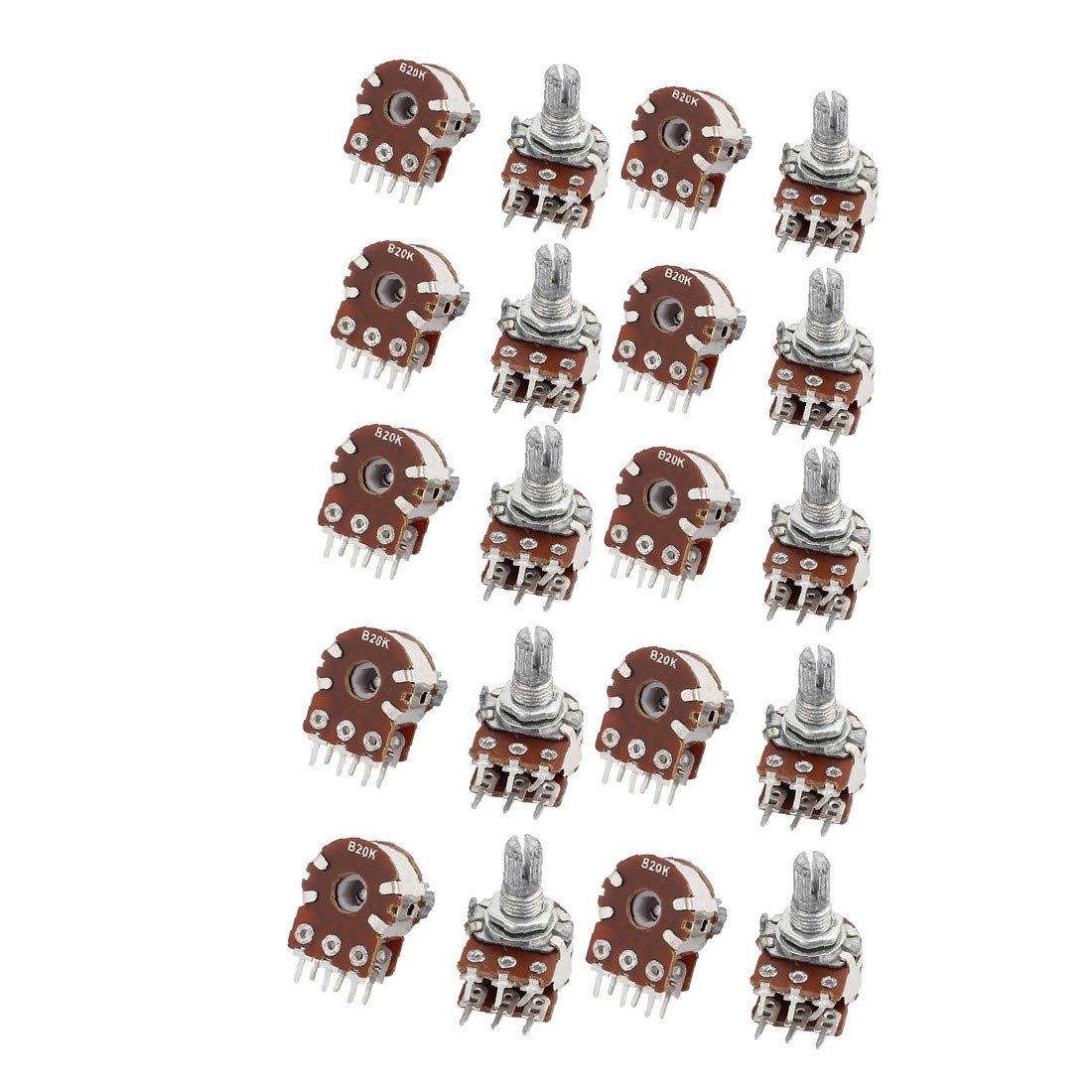 Buy X-DREE 20pcs B20K 20K Ohm Type B Dual Linear Taper Rotary ...