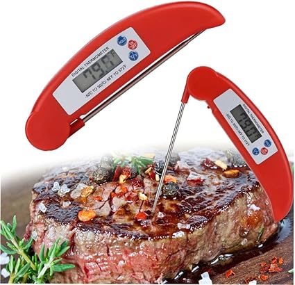 Review Digital Meat Thermometer, Red Foldable Instant Read Food ...