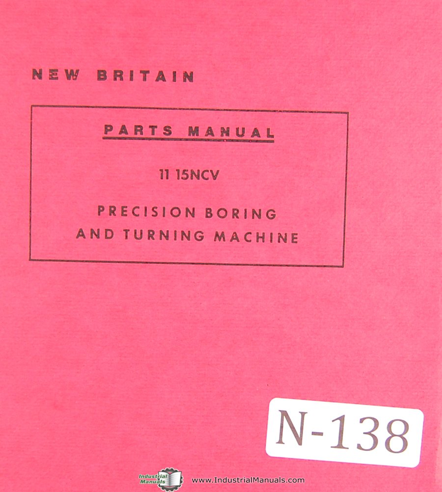 New Britain Gridley 11 15NCV Boring & Turning Parts Lists Manual Year ...