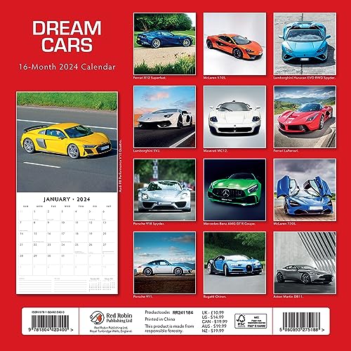 Snapklik.com : 2024 Dream Cars Wall Calendar By Red Robin