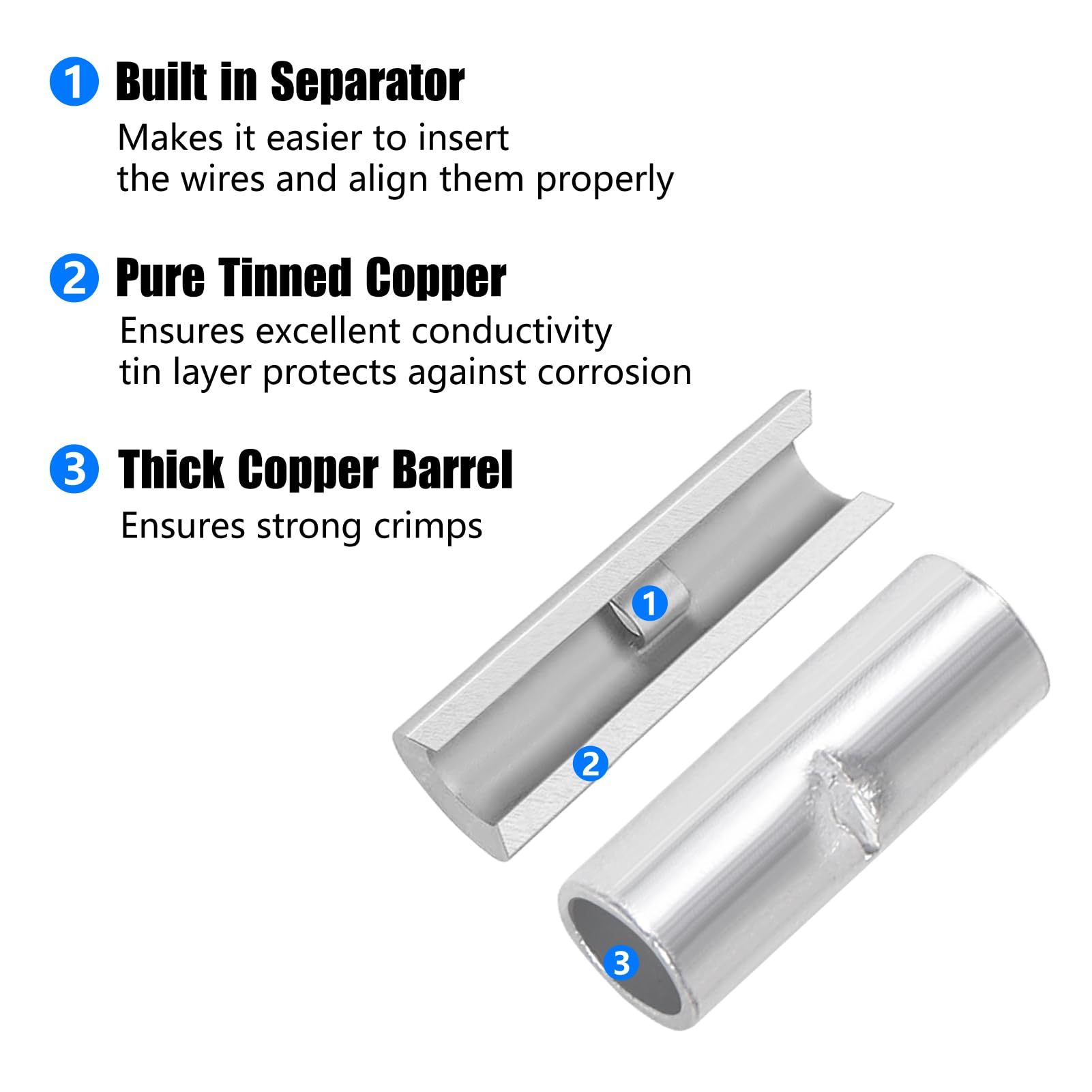 Snapklik.com : 100Pcs Non Insulated Butt Connectors Kit Butt Splice ...