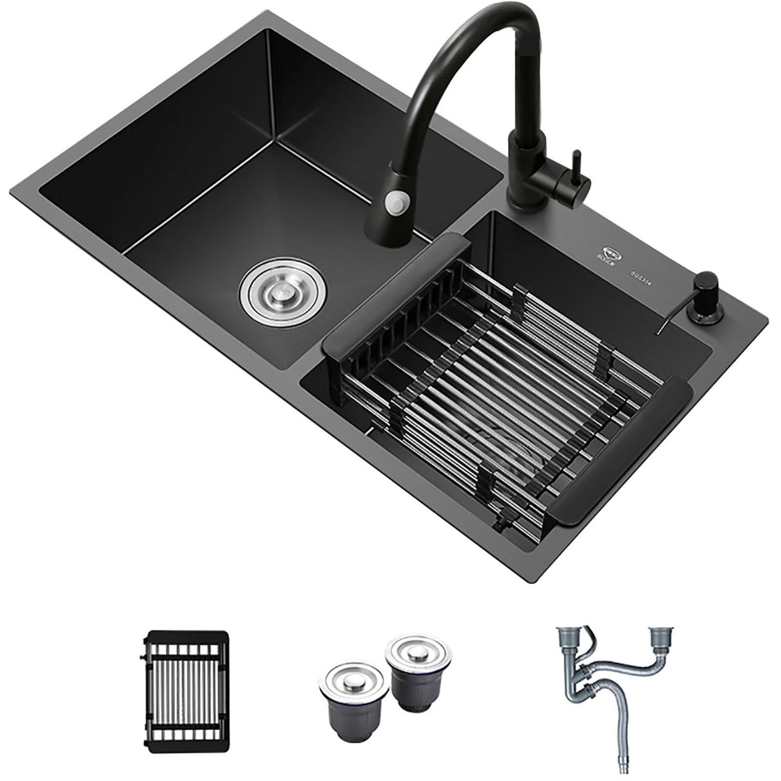Gray-Black Kitchen Sink 28-inch Double Bowl Kitchen Sinnk Stainless ...