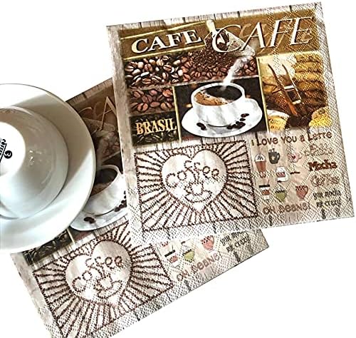 Amazon.com | Coffee Beverage Napkins COFFEE YAM Paper 40pcs 5x5 ...
