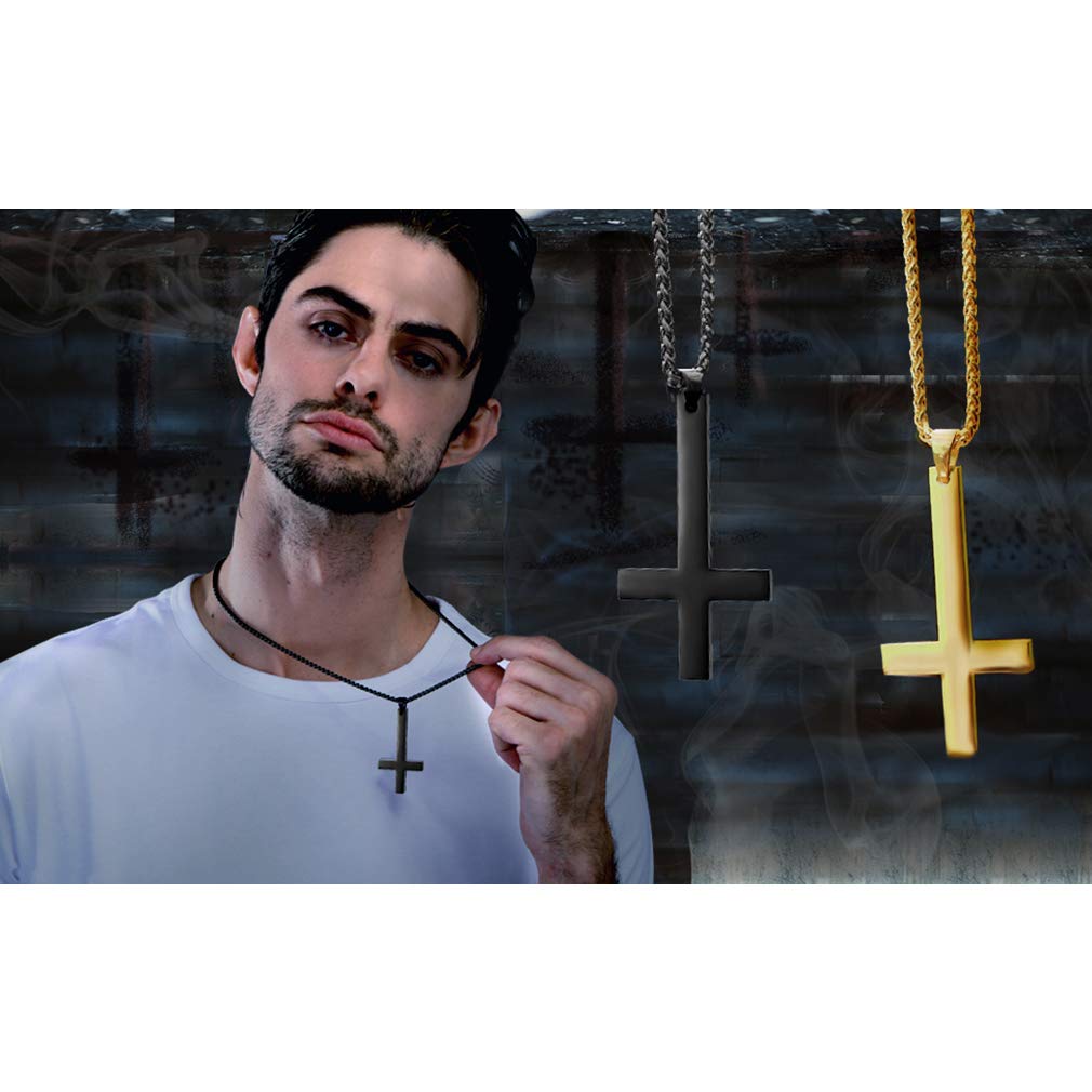Stainless Steel Inverted Cross Necklace, Upside Down Cross, Gothic ...