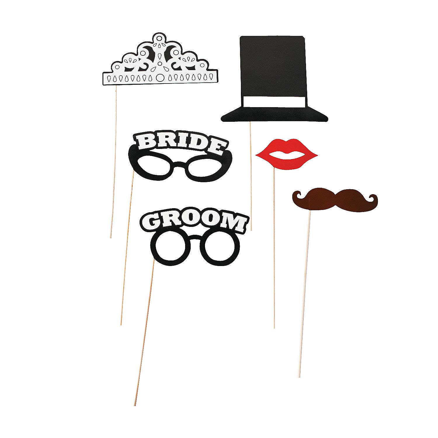 Buy Bride & Groom Stick Props on a 12 Wooden Stick. (6 Pcs. Per Set) 4 ...