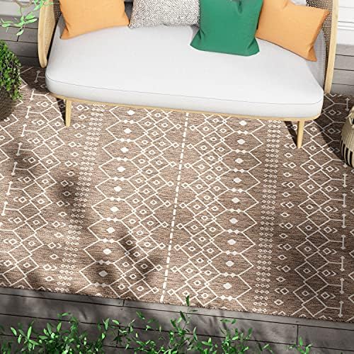 Amazon.com: Well Woven Nors Blue & Beige Indoor/Outdoor Flat-Weave Pile ...